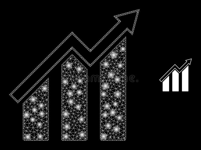 Vector Mesh Web Growing Trend Chart with Bright Network Flares Stock ...