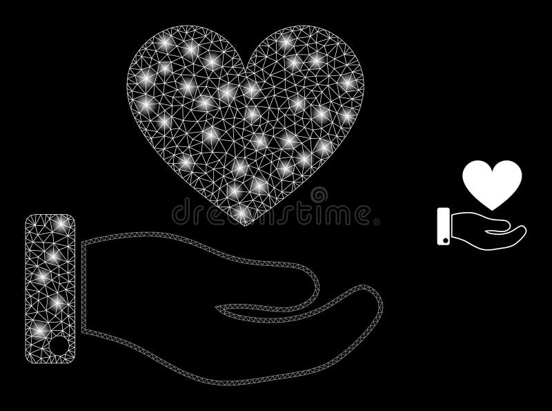 Vector Mesh Net Heart Donation Hand with Magic Constellation Spots ...