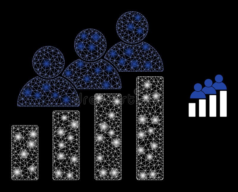 Vector Mesh Net People Bar Chart with Light Constellation Stars Stock ...