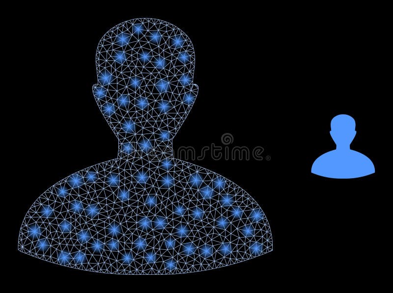 Vector Mesh Net Person with Light Network Dots Stock Vector ...