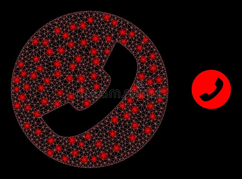 Vector Mesh Web Phone Call with Bright Network Dots Stock Vector ...
