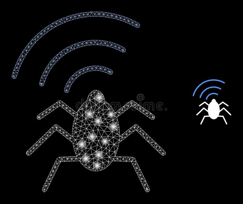 Vector Mesh Web Radio Bug with Glare Constellation Spots Stock Vector ...