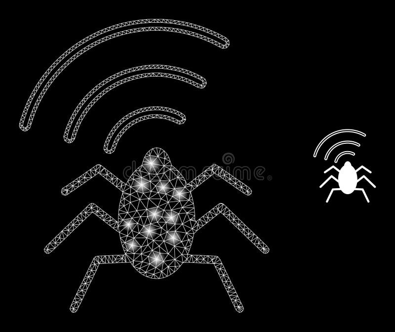 Vector Mesh Web Radio Bug with Bright Carcass Spots Stock Vector ...