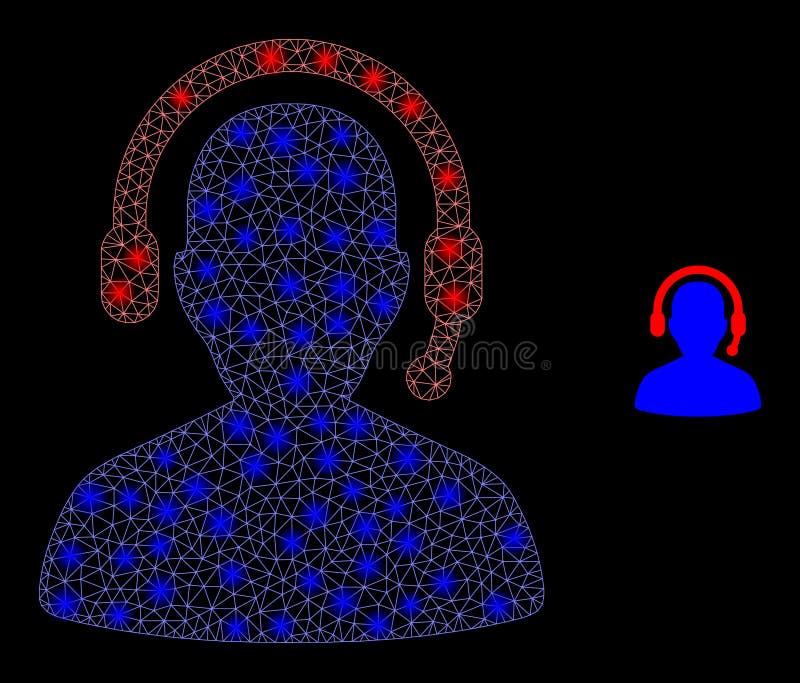 Vector Mesh Net Radio Operator with Glowing Wire Frame Flares Stock ...