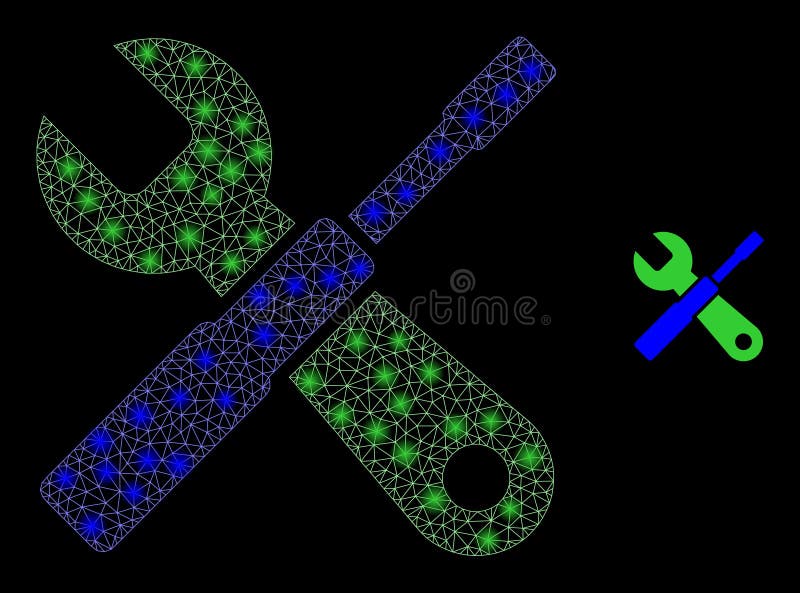 Vector Mesh Net Setup Tools with Bright Network Stars Stock Vector ...