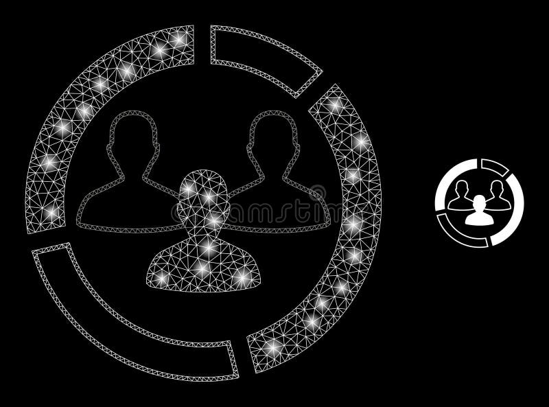 Vector Mesh Web Social Pie Chart with Glowing Wire Frame Stars Stock ...