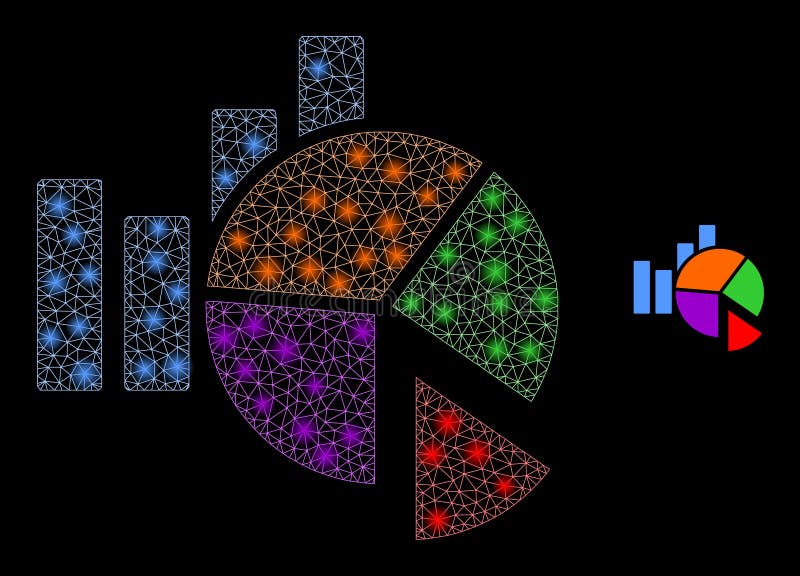 Vector Mesh Web Statistics Charts with Light Carcass Spots Stock Vector ...