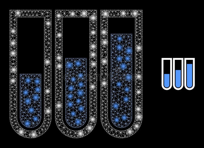 Vector Mesh Web Test-Tubes with Bright Wire Frame Flashes Stock Vector ...