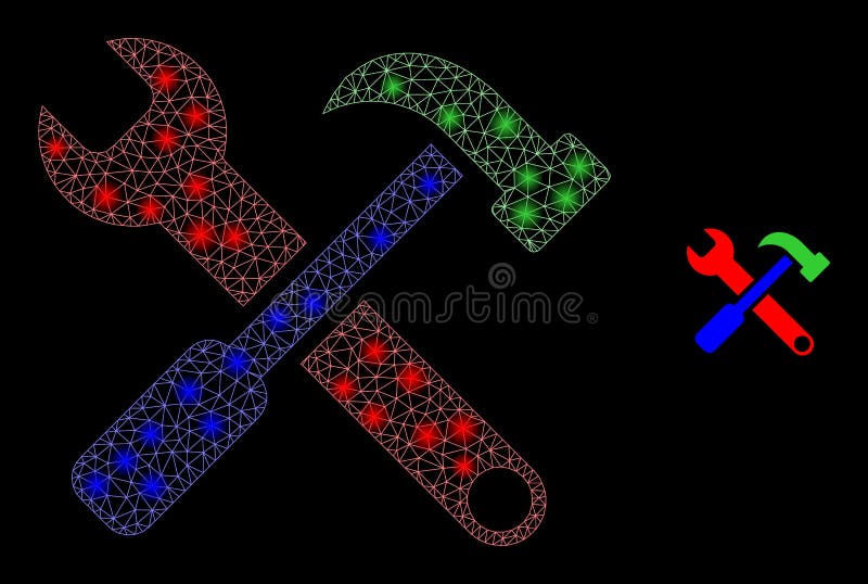 Vector Mesh Web Tools with Bright Wire Frame Stars Stock Vector ...