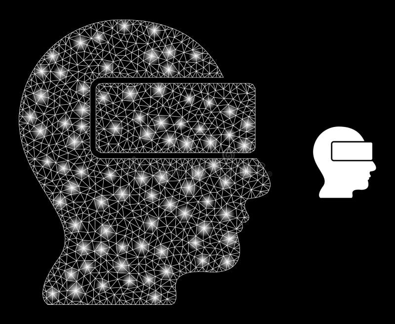 Vector Mesh Web Virtual Reality with Bright Wire Frame Flashes Stock ...