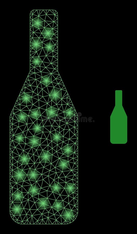 Vector Mesh Net Wine Bottle with Illumitated Network Spots Stock Vector ...