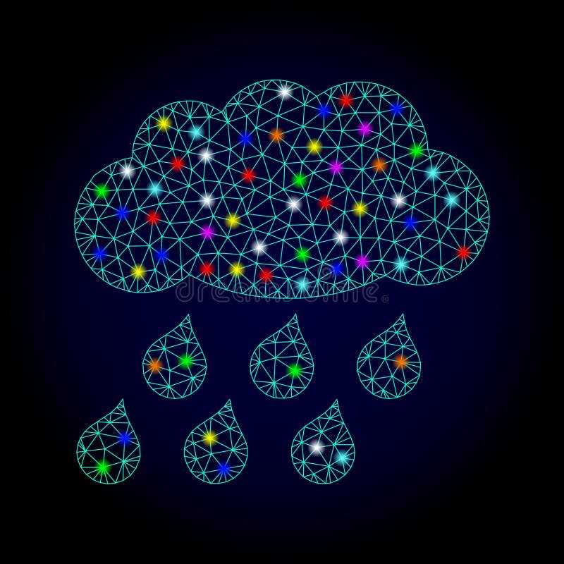 Vector 2D Mesh Rain Cloud with Glare Spots for Chistmas Stock Vector ...