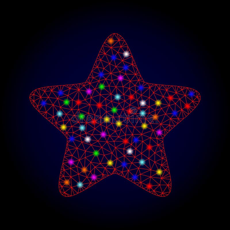 Vector 2D Mesh Red Star with Light Spots for New Year Stock Vector ...