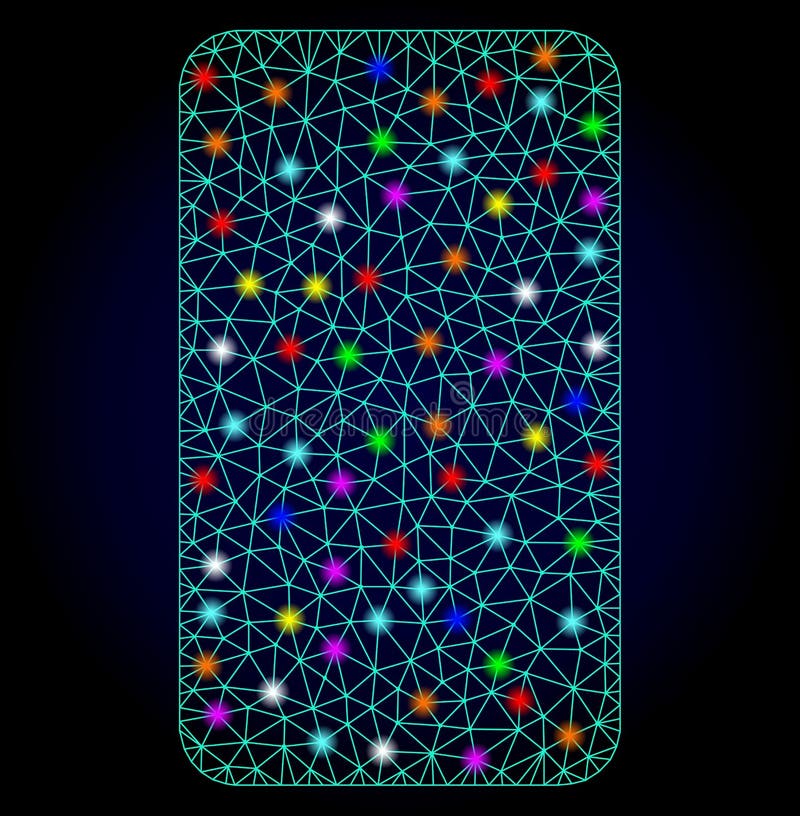 Vector Wire Frame Mesh Rounded Rectangle with Glare Spots for New Year ...