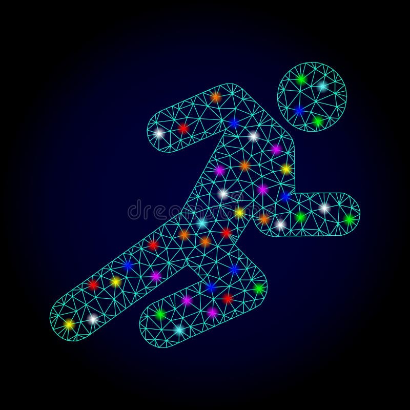 Vector 2D Mesh Running Man with Light Spots for Chistmas Stock Vector ...