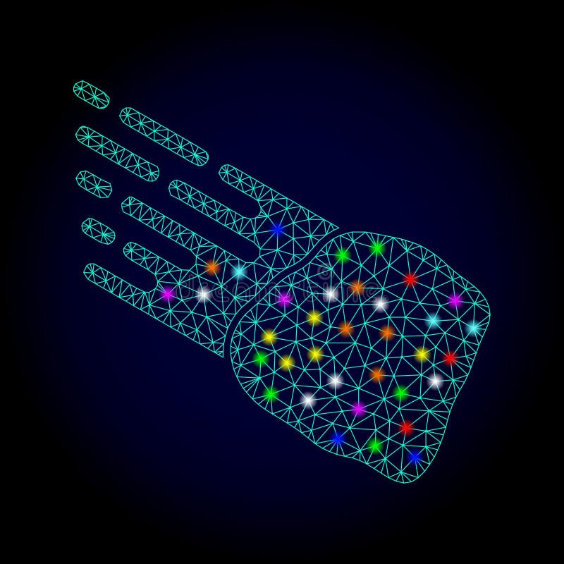 Vector 2D Mesh Stone Meteorite with Glowing Spots for Chistmas Stock ...