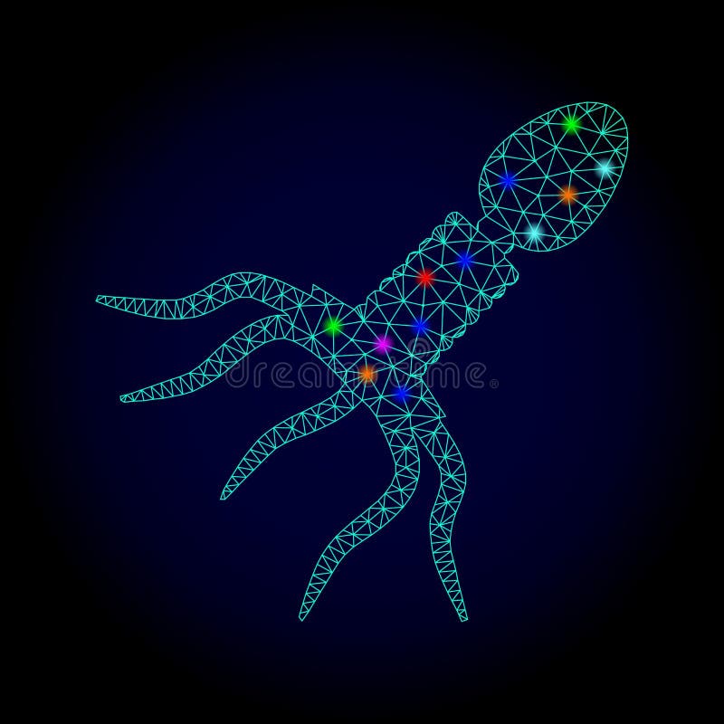 Vector 2D Mesh Virus Structure with Light Spots for New Year Stock ...