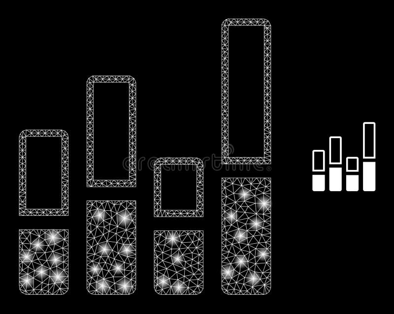Vector Mesh Web Bar Chart with Bright Network Flares Stock Vector ...