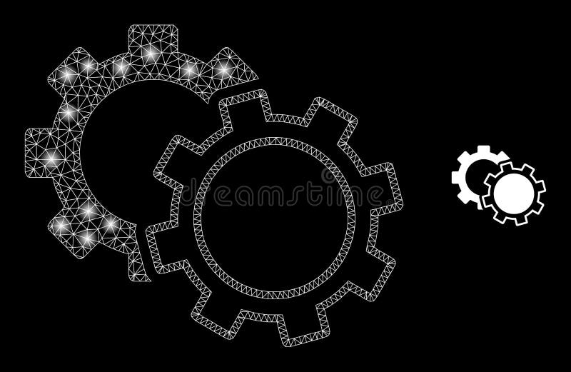 Vector Mesh Net Cogs with Shiny Wire Frame Flares Stock Vector ...