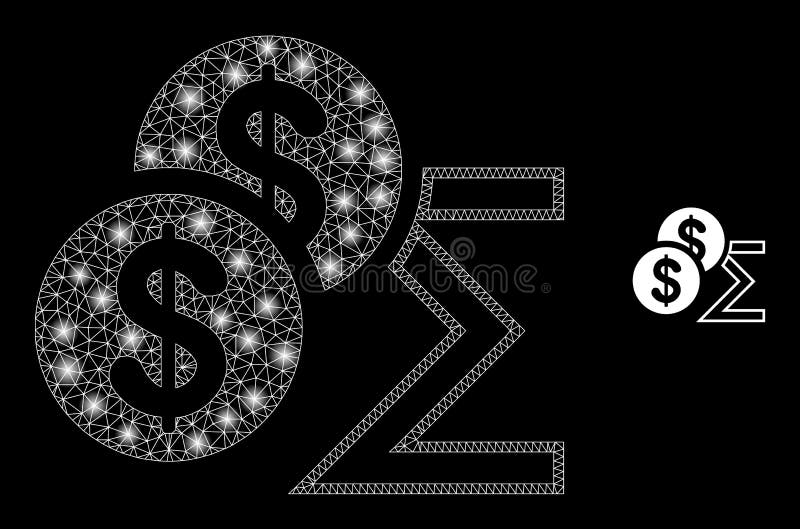 Vector Mesh Net Dollar Sum with Bright Wire Frame Spots Stock Vector ...