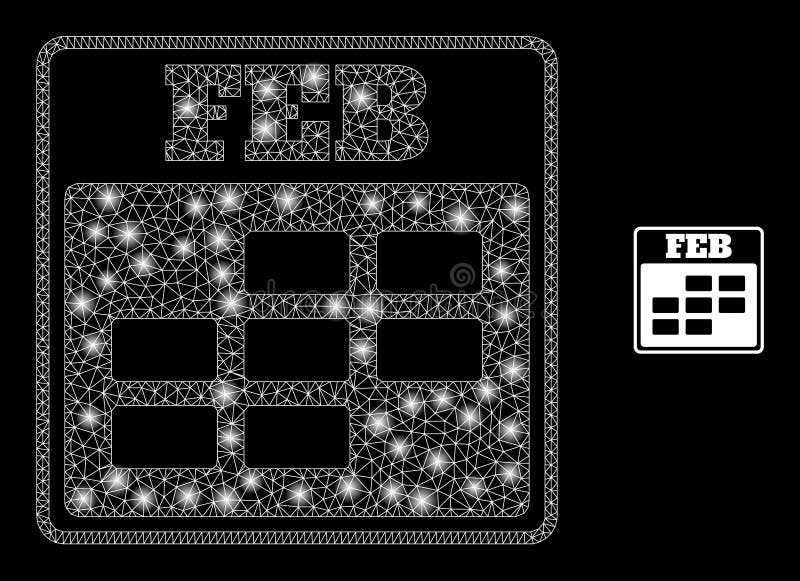 Vector Mesh Web February Calendar with Glare Constellation Stars Stock ...