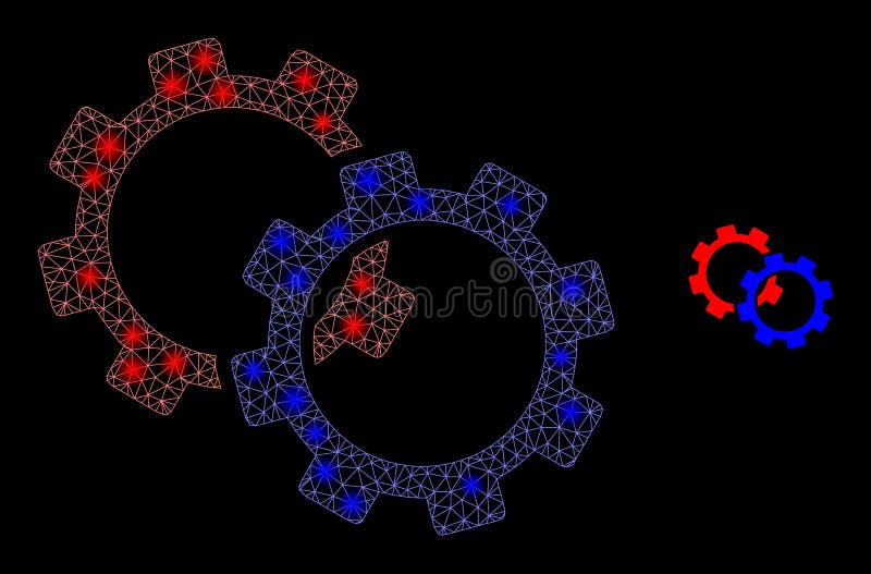 Vector Mesh Web Gears with Magic Carcass Flashes Stock Vector ...