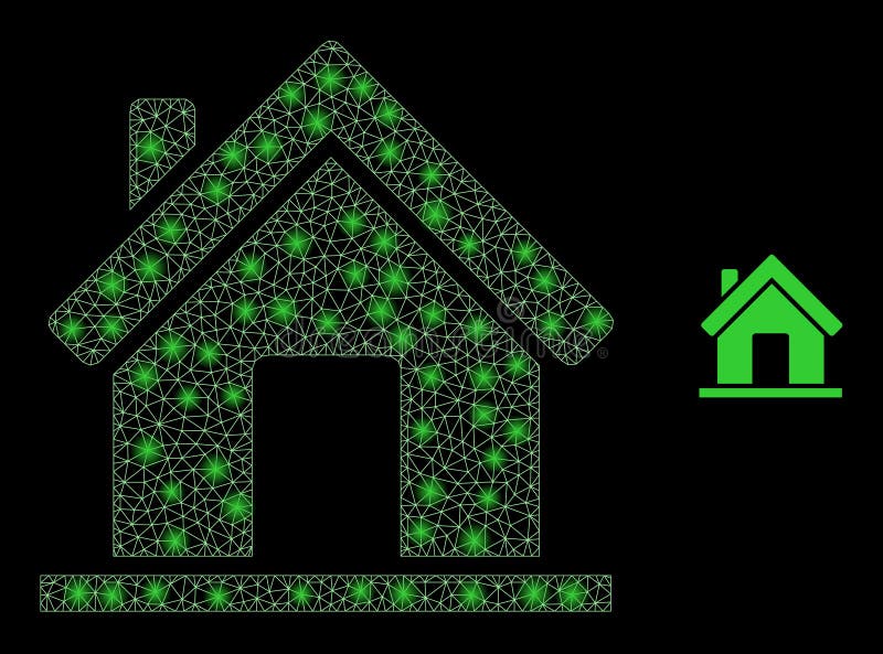 Vector Mesh Net Home with Glare Network Dots Stock Vector ...