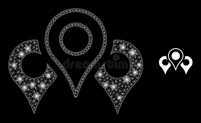 Vector Mesh Web Map Markers with Majestic Network Spots Stock Vector ...
