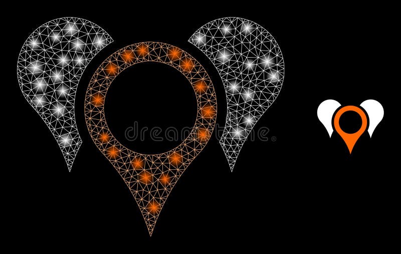 Vector Mesh Web Map Pointers with Glowing Constellation Spots Stock ...
