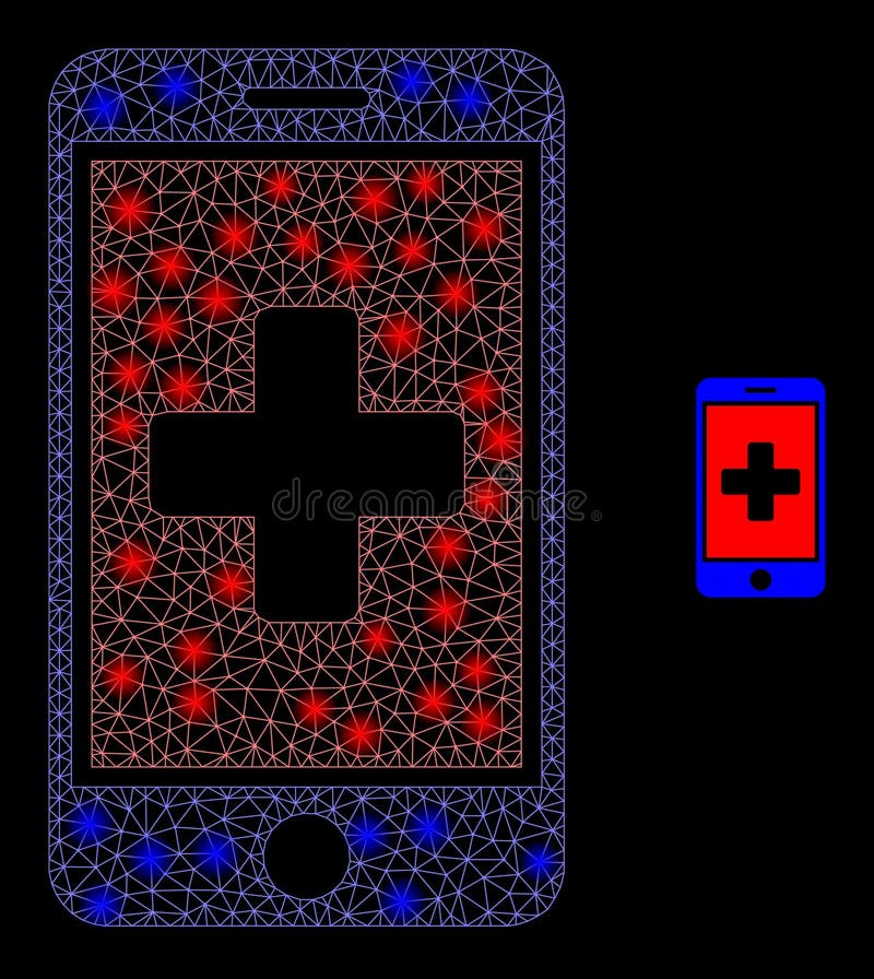 Vector Mesh Net Medical Mobile App with Glare Wire Frame Flares Stock ...