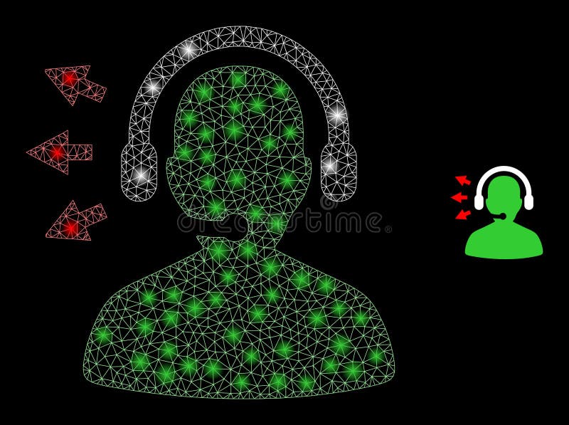 Vector Mesh Web Operator Talk with Glare Network Spots Stock Vector ...