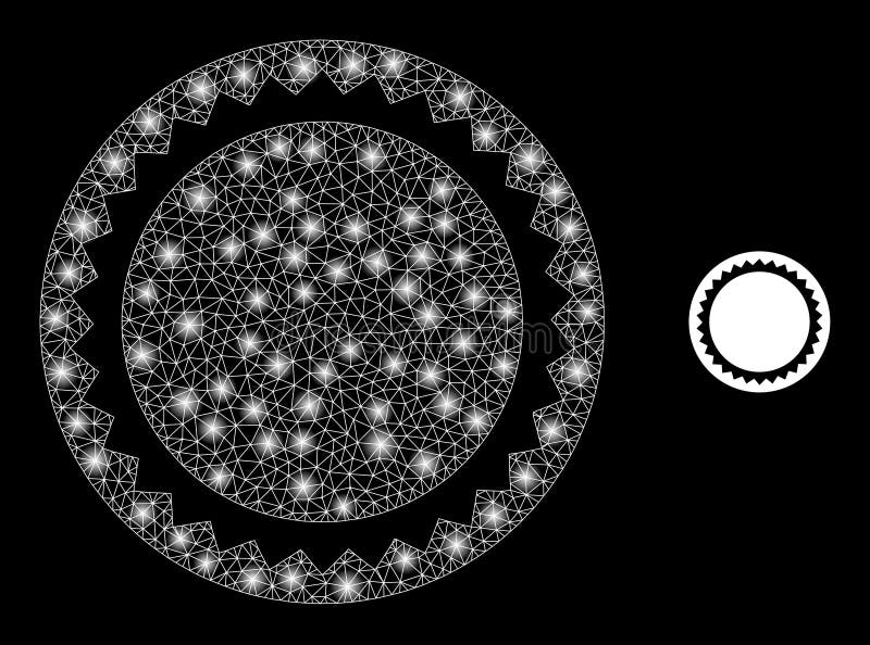 Vector Mesh Web Round Seal Template with Glowing Wire Frame Flares ...