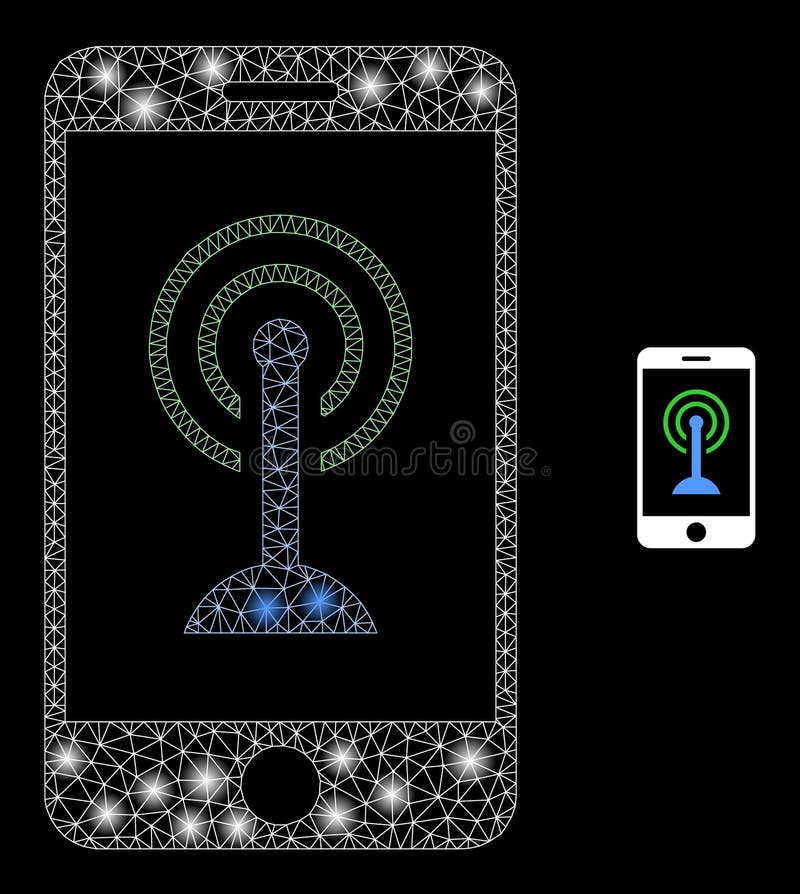 Vector Mesh Web Smartphone Wi-Fi Hotspot with Light Constellation Dots ...