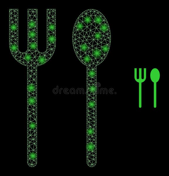 Vector Mesh Web Spoon and Fork with Bright Carcass Flares Stock Vector ...