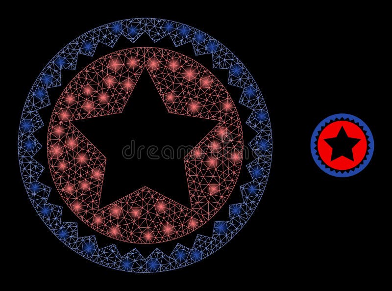 Vector Mesh Web Star Seal Stamp with Shiny Carcass Spots Stock Vector ...