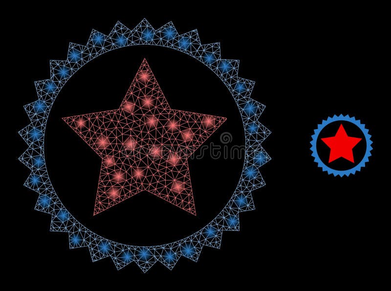 Vector Mesh Web Star Seal Stamp with Glare Carcass Stars Stock Vector ...