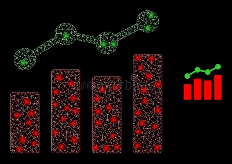 Vector Mesh Net Trend Charts with Bright Constellation Dots Stock ...