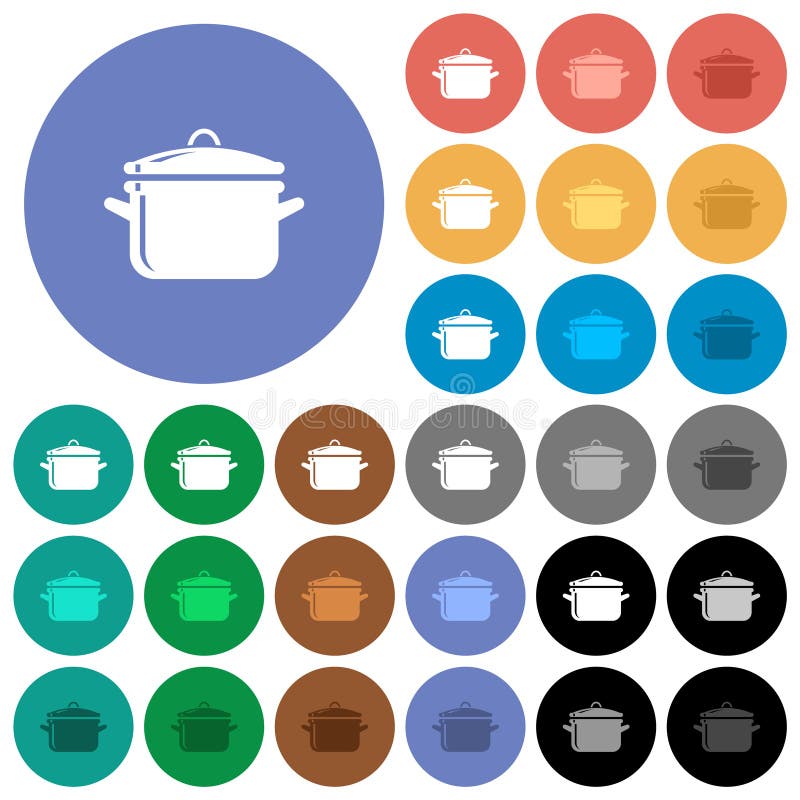 Glossy Pot with Lid Round Flat Multi Colored Icons Stock Vector ...