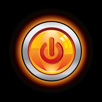 Glossy power button stock vector. Illustration of orange - 6920255