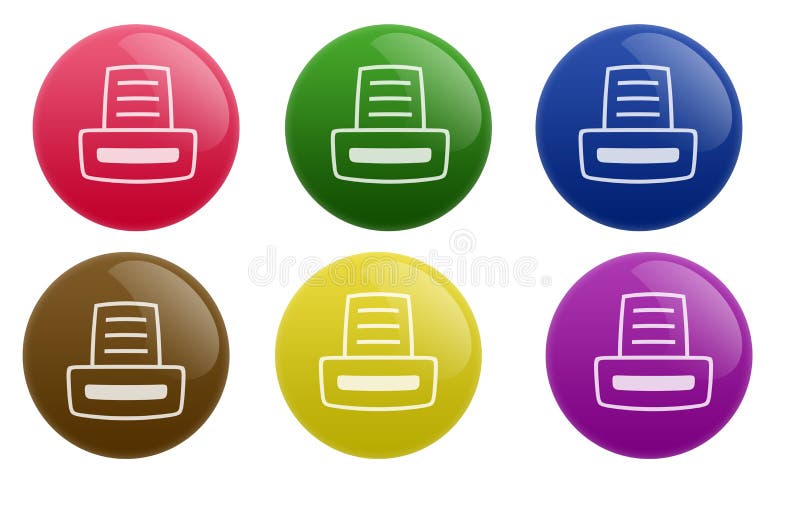 Glossy Printer Button stock illustration. Illustration of computer ...