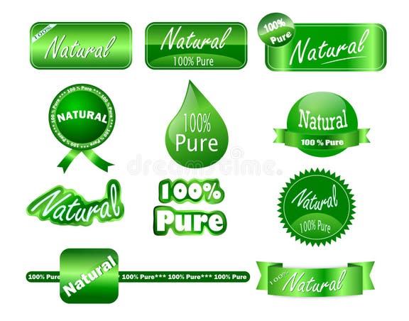 Glossy Pure Natural Stickers Stock Illustration - Illustration of ...