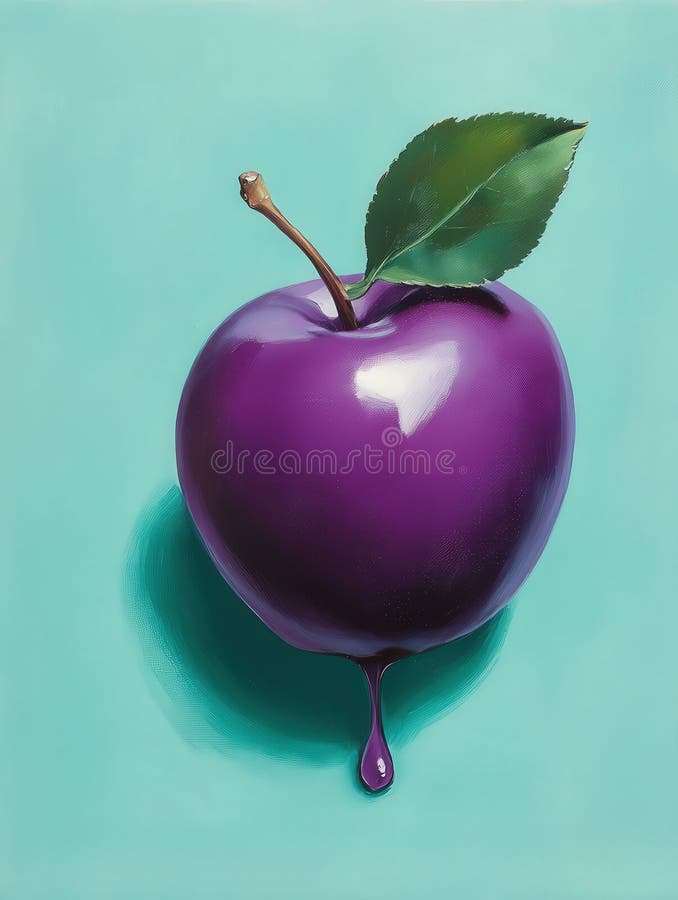 Glossy Purple Apple with Liquid Drop Effect Stock Illustration ...