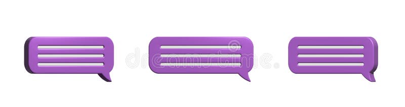 Glossy Purple 3d Speech Bubbles and Messenger Shapes. 3d Vector. Stock ...
