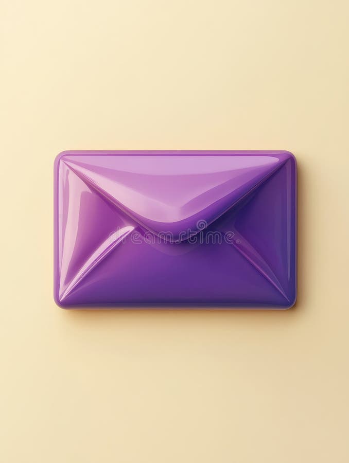 Glossy Purple Envelope on a Yellow Background. Stock Illustration ...