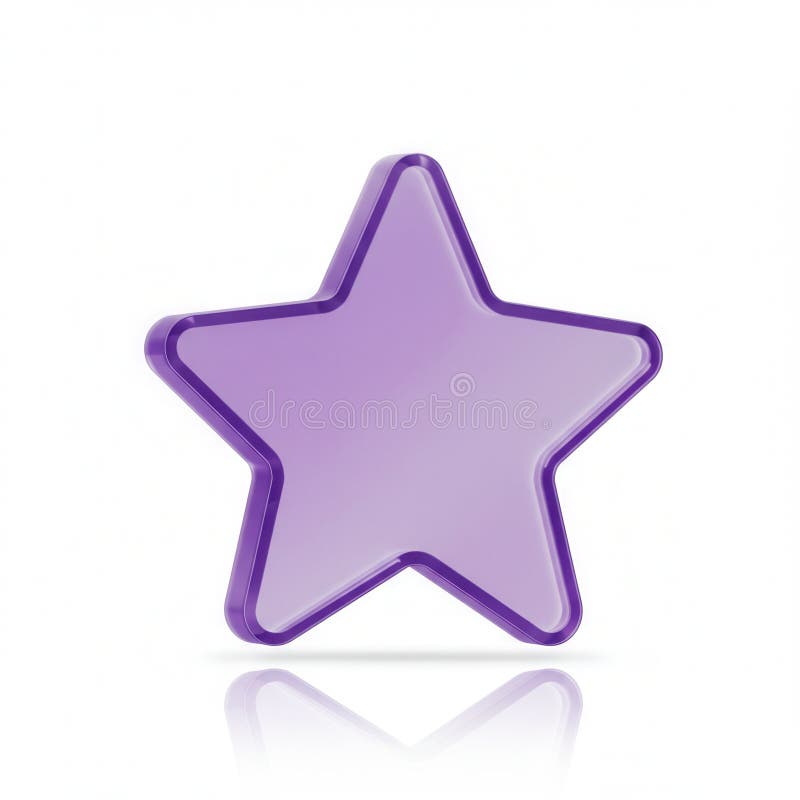 Glossy Purple Star Icon on White Background with Subtle Reflection ...