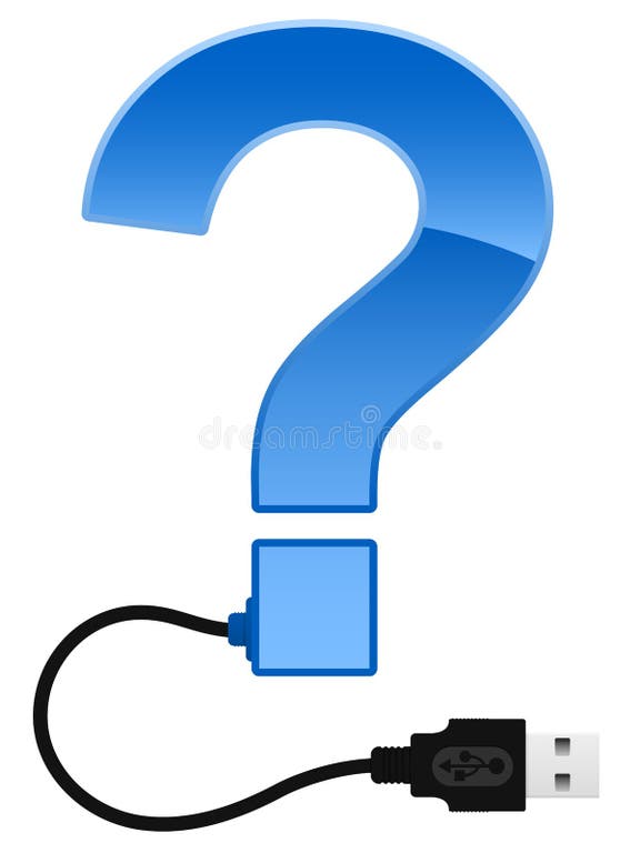 Glossy Question Mark with USB Cable Stock Vector - Illustration of ...