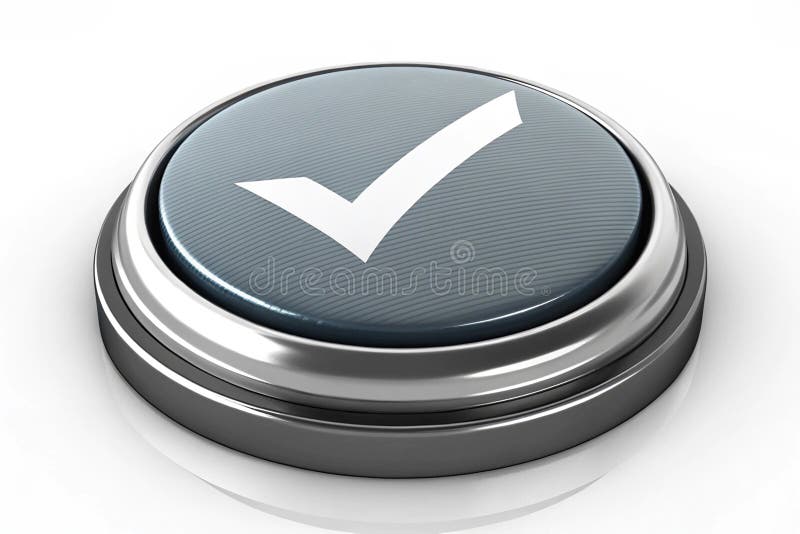 3D Realistic Check Mark Button Illustration Stock Illustration ...