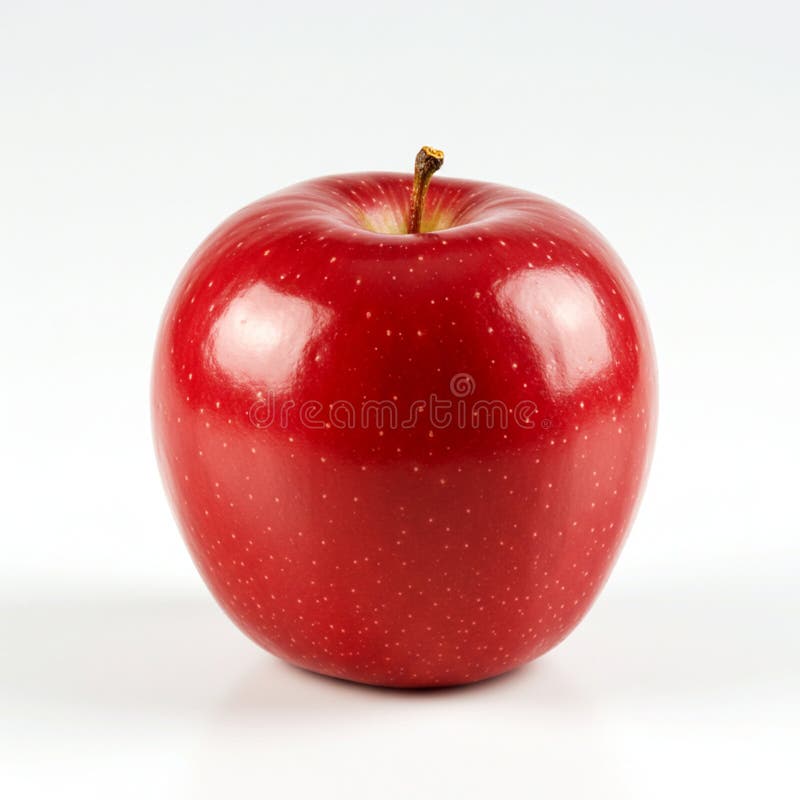 A Glossy Red Apple with a Smooth Surface and Small White Speckles Sits ...