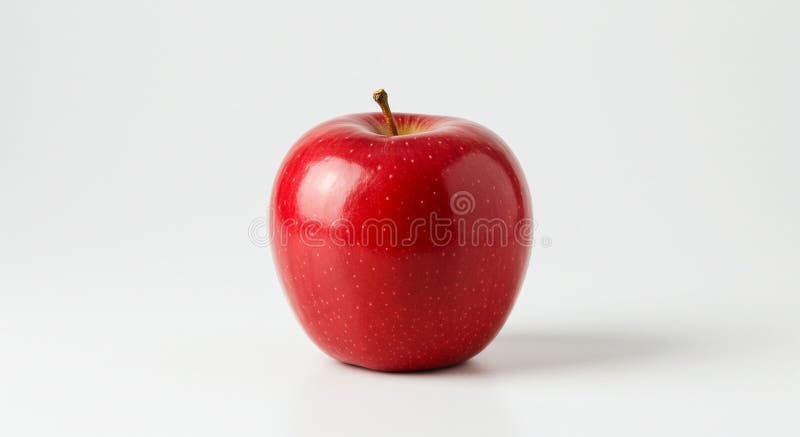 A Glossy Red Apple with a Smooth Surface and Visible Stem Sits on a ...