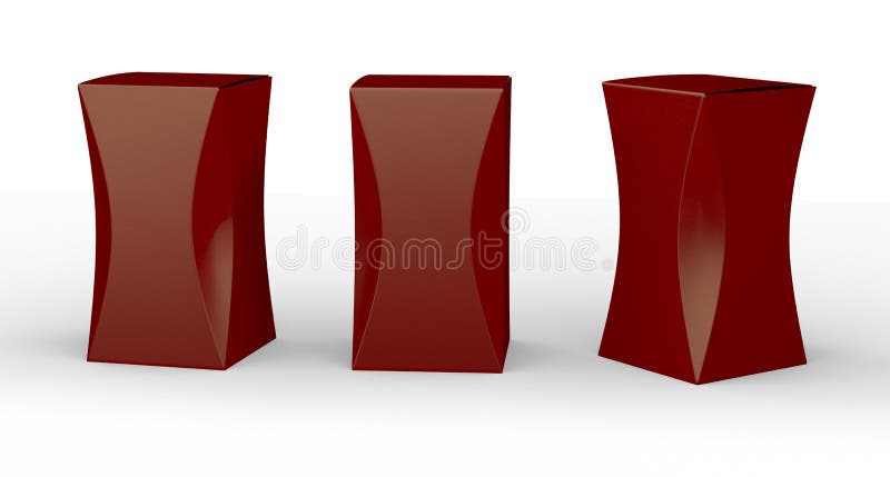 Glossy Red Box Package with Curve, Clipping Path Included Stock ...